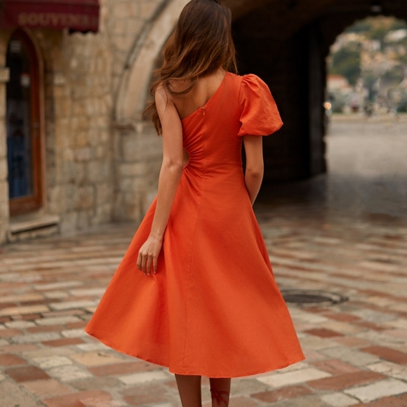 Dresses | Morena Dress Summer Dress Vivid Orange Hue Elevated By ...